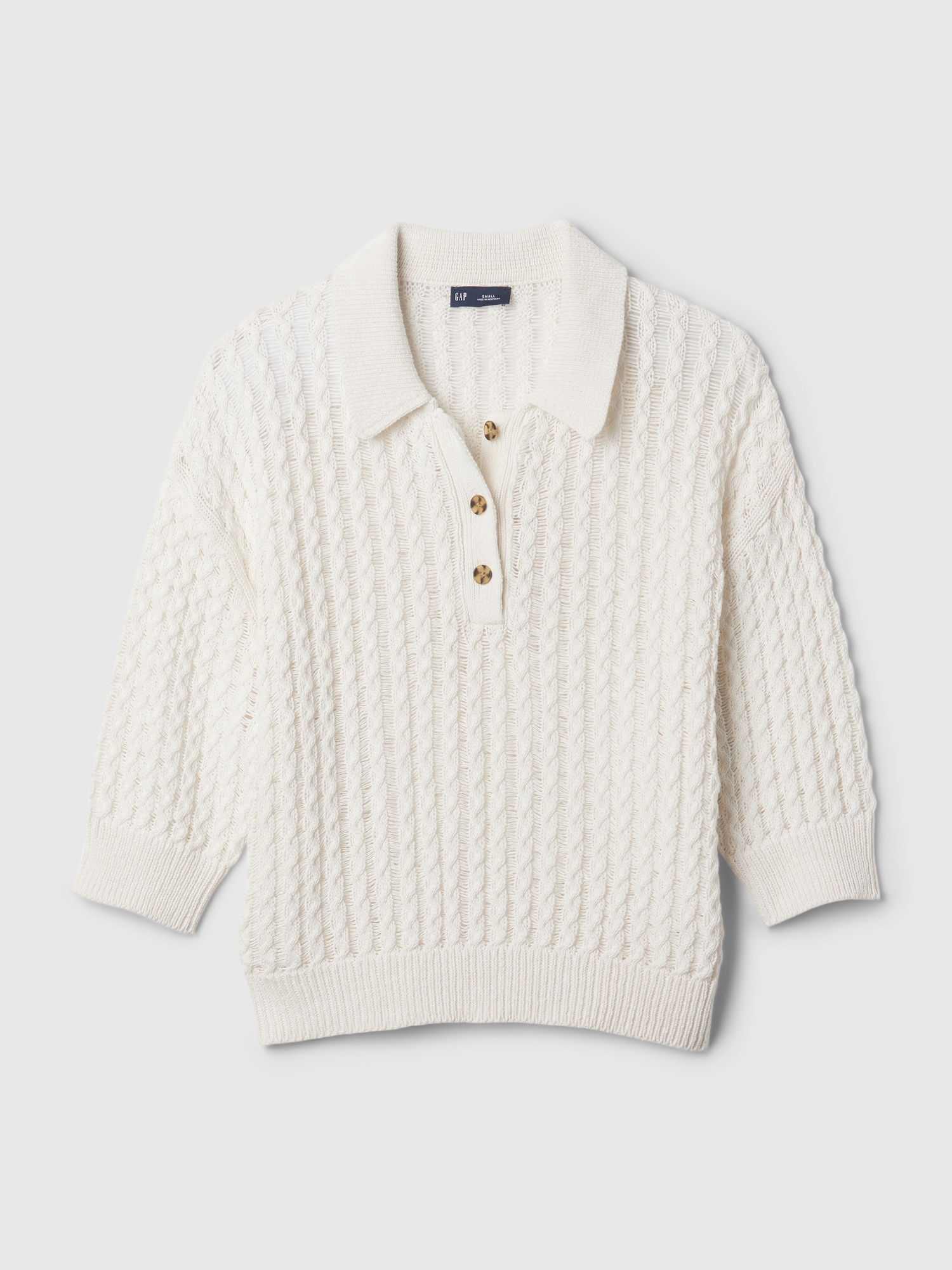 Linen-Cotton Textured Polo Sweater | Gap