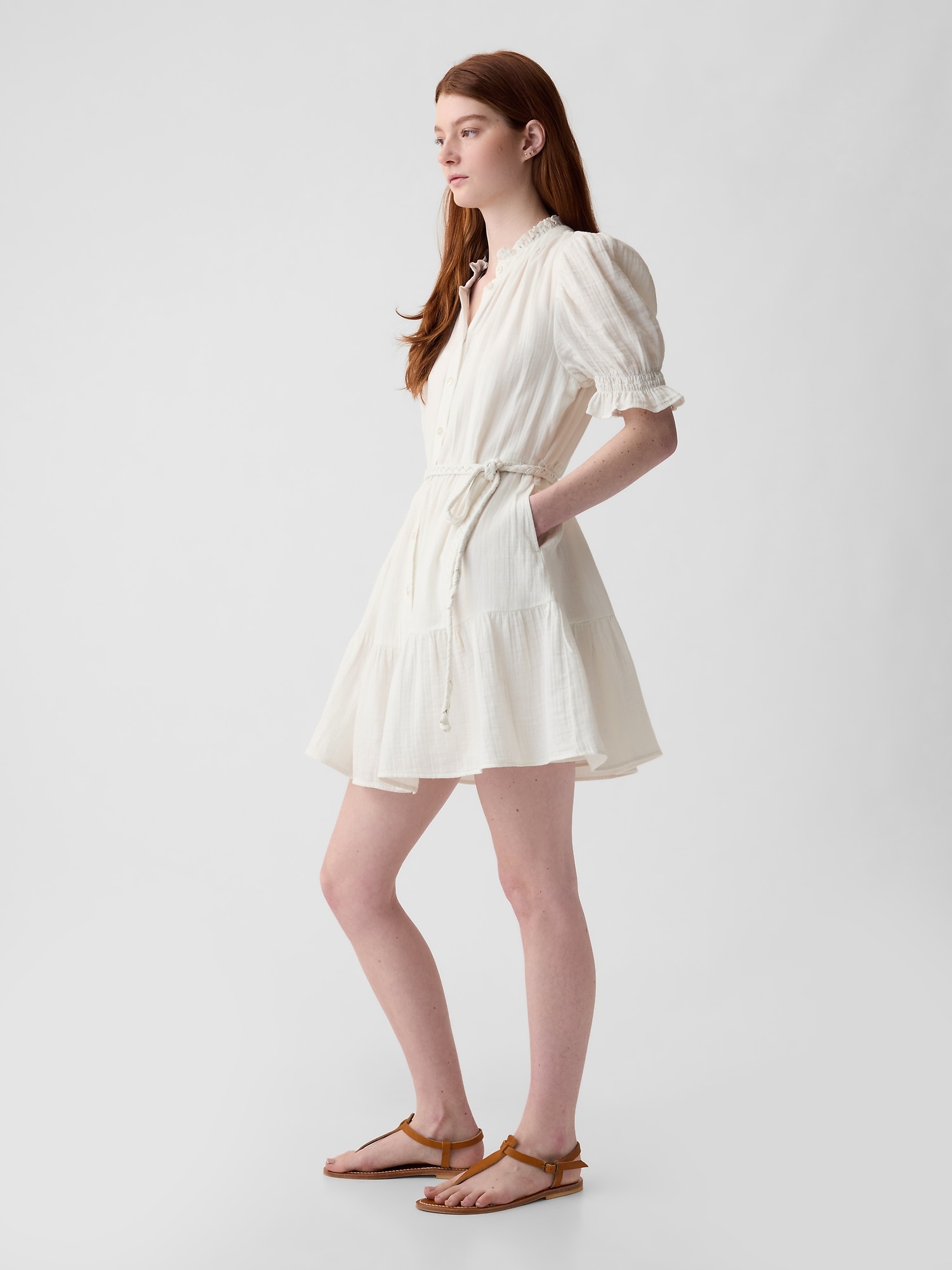 Crinkle Gauze Mini Dress | Gap