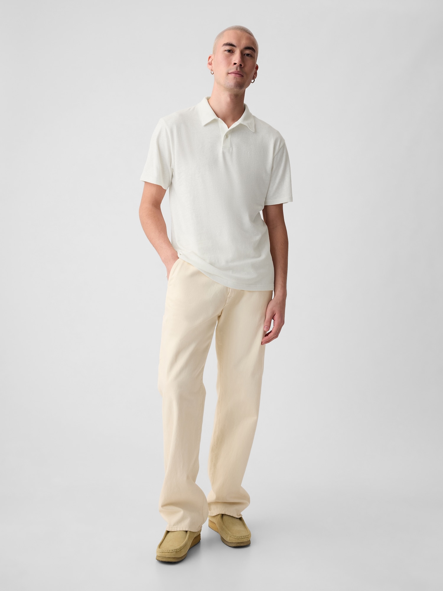 Linen-Cotton Polo Shirt | Gap