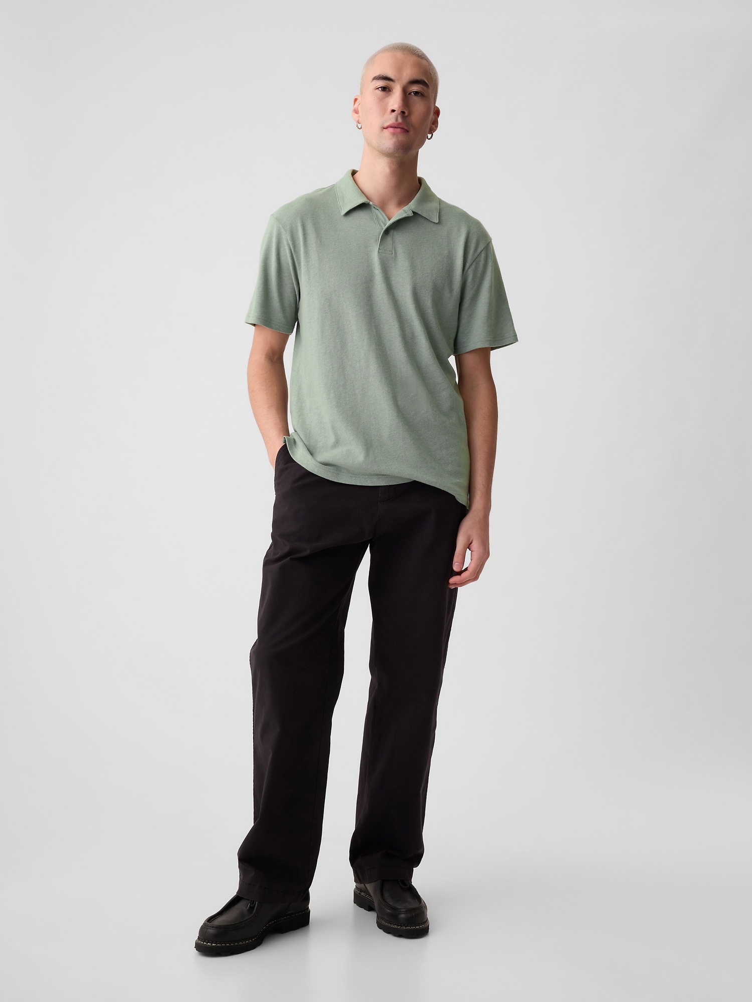 Linen-Cotton Polo Shirt | Gap