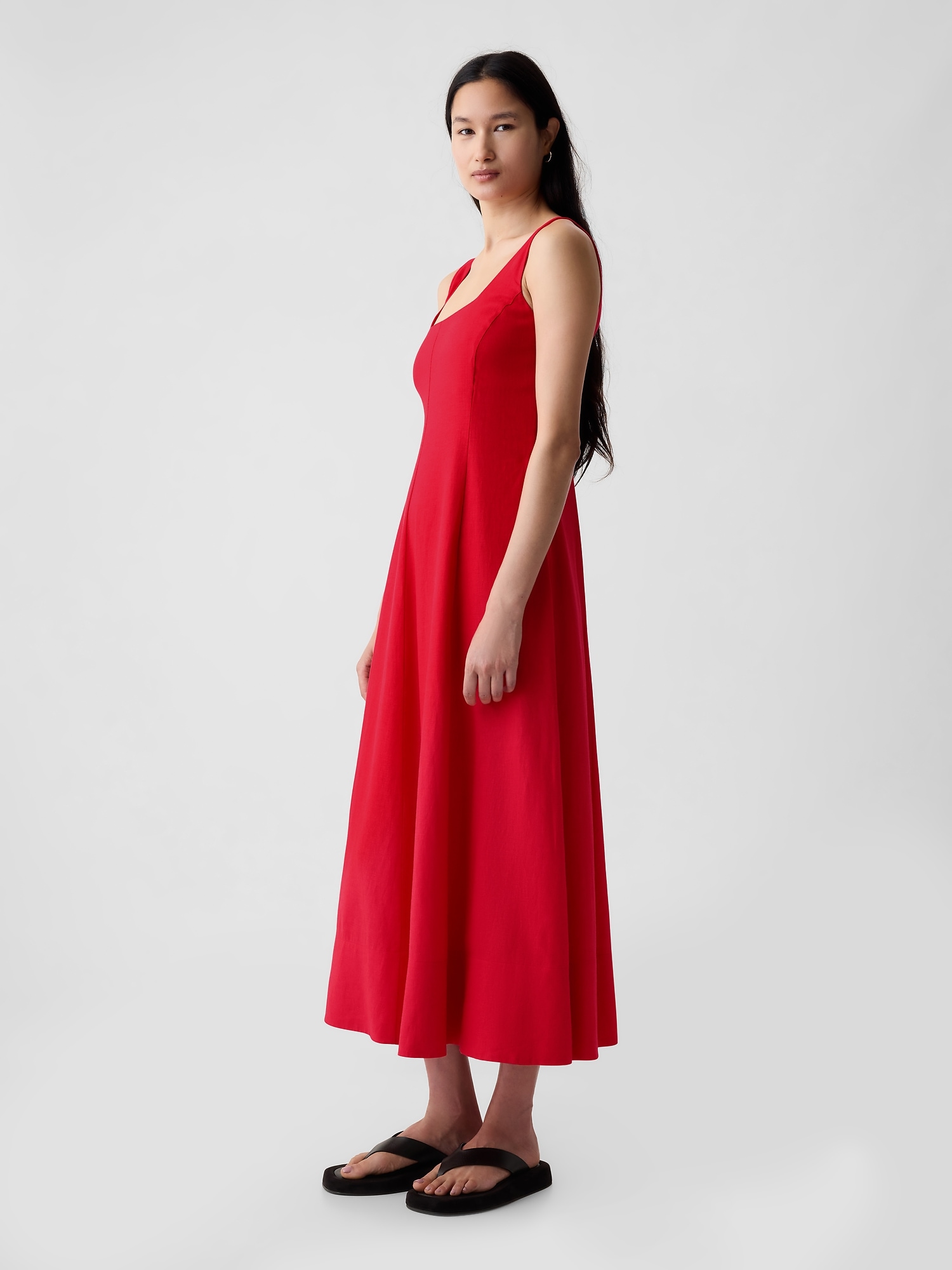 Linen-Blend Midi Dress | Gap