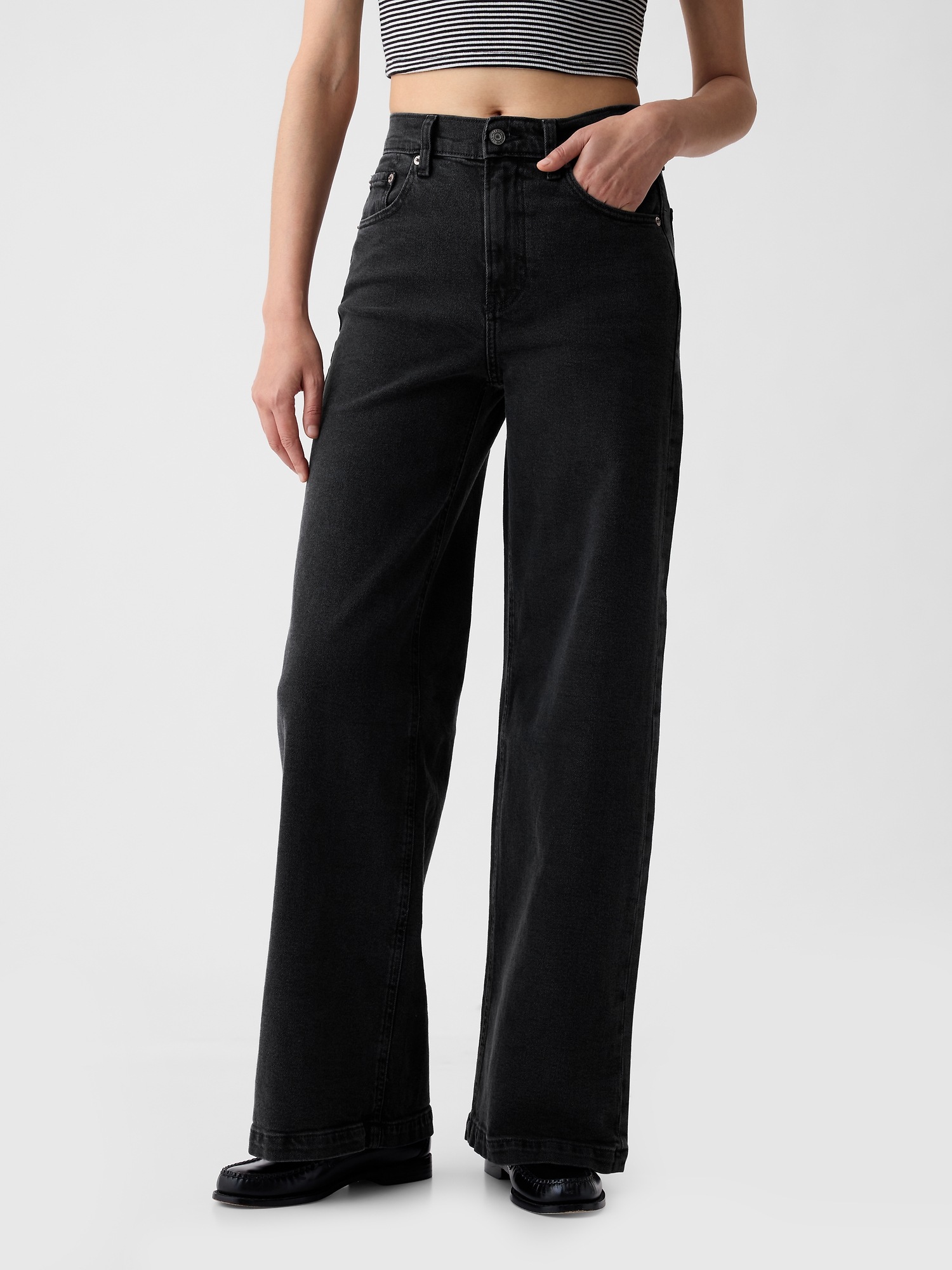 High Rise Stride Wide-Leg Jeans | Gap