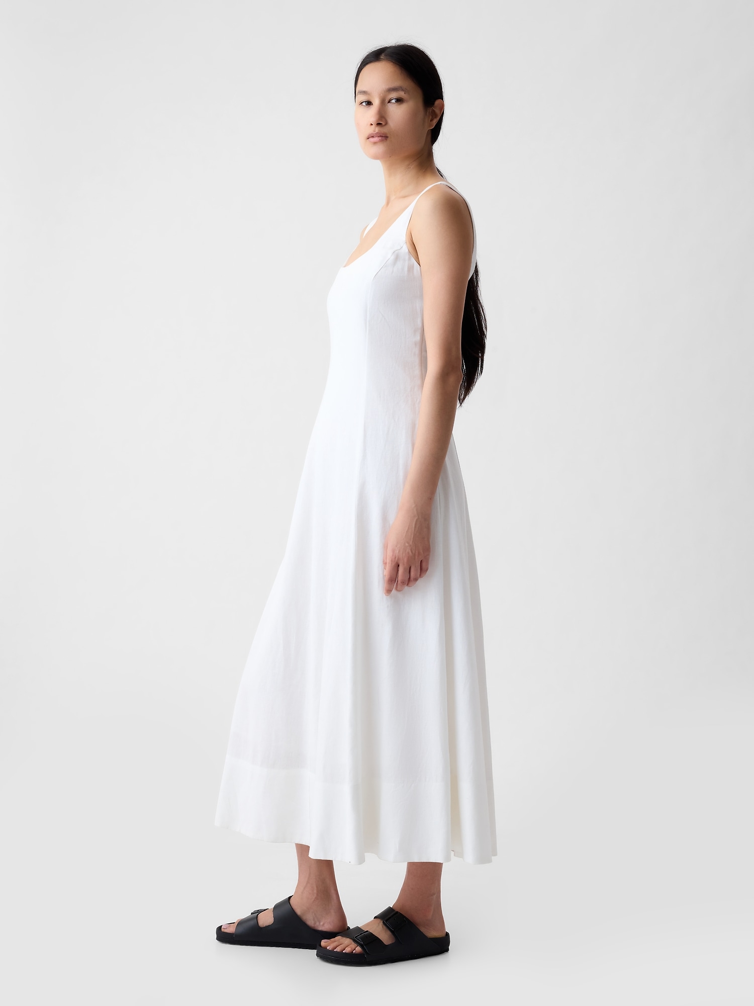 Linen-Blend Midi Dress | Gap