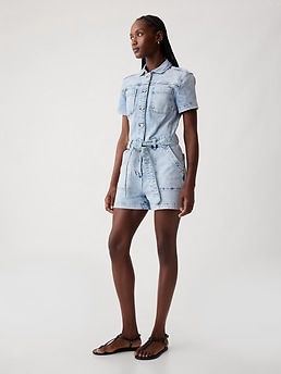 Belted Denim Romper | Gap