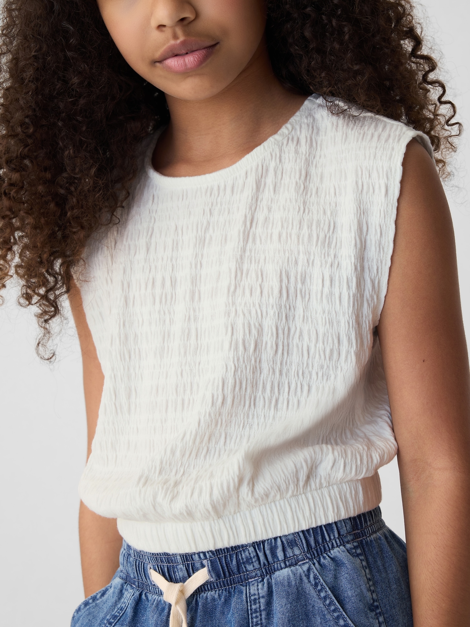 Kids Smocked Cropped Muscle Tank Top | Gap