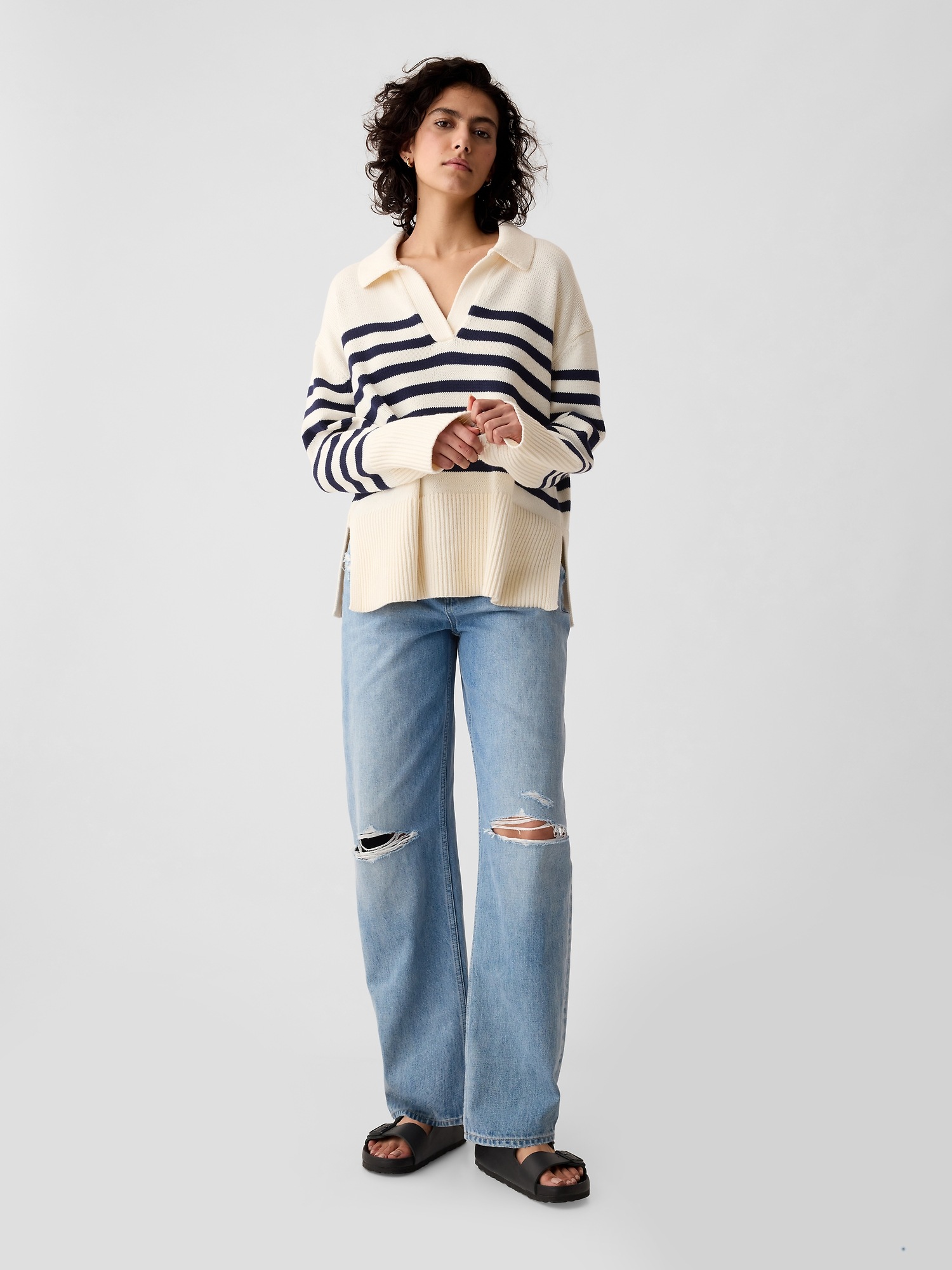 24/7 Split-Hem Polo Sweater | Gap