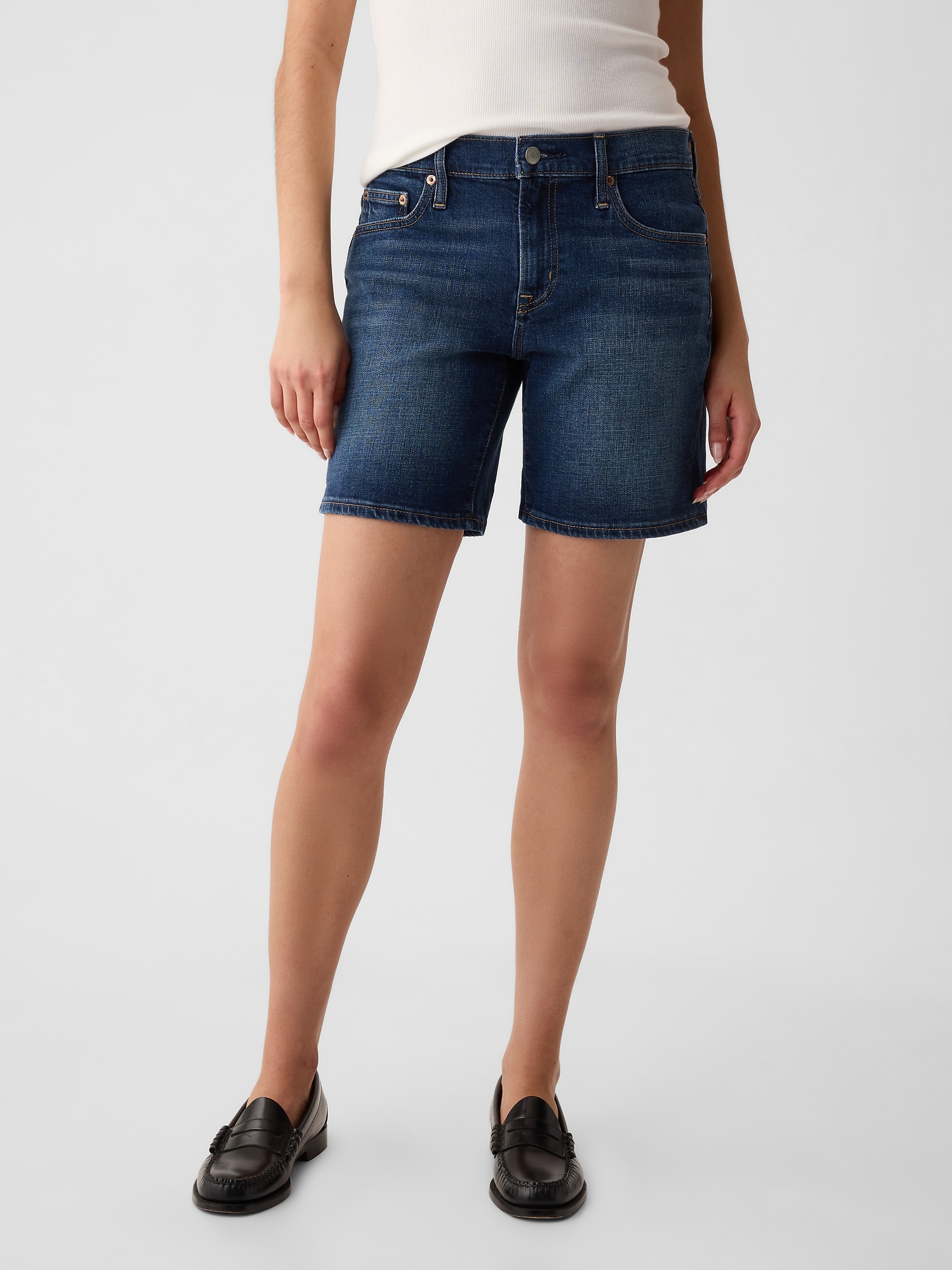 5" Mid Rise Denim Girlfriend Shorts | Gap