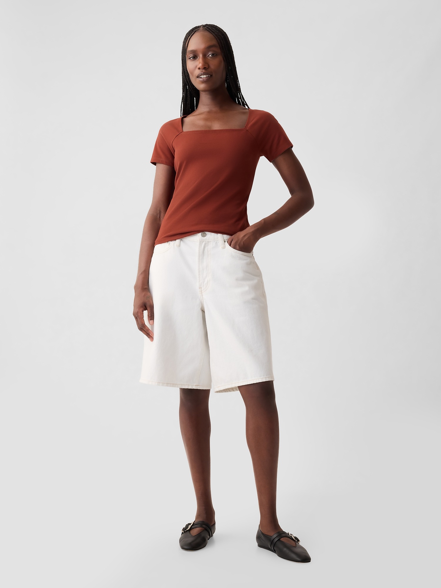 Compact Jersey Square-Neck Shirt | Gap