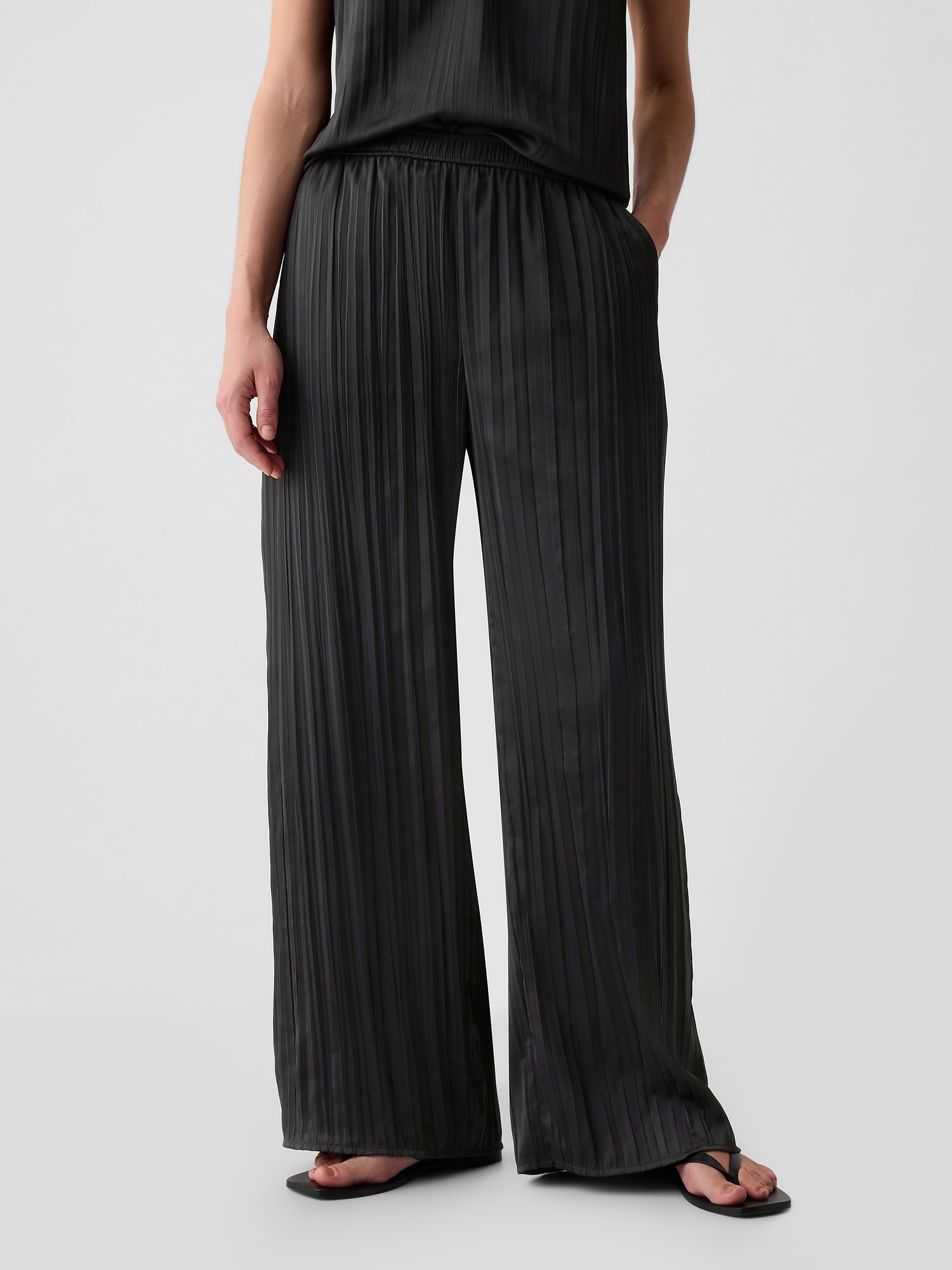 Crinkle Texture Satin Pants | Gap