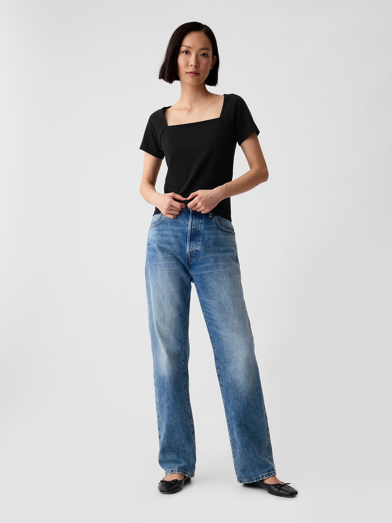 Compact Jersey Square-Neck Shirt | Gap