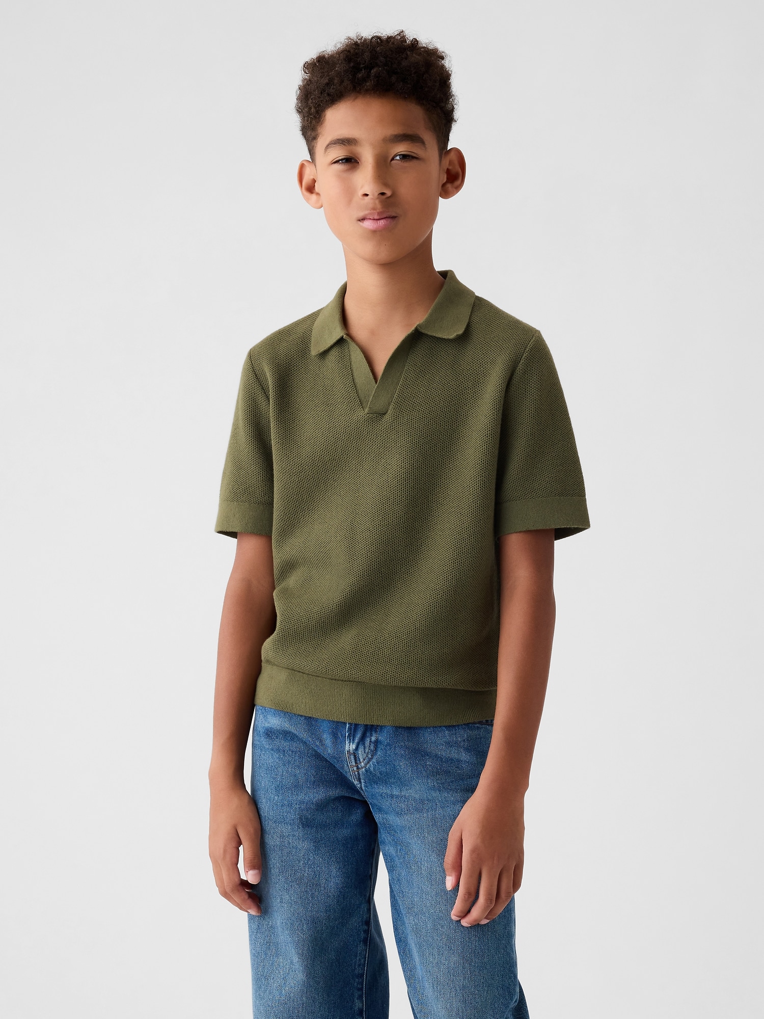 Kids Textured Polo Sweater | Gap