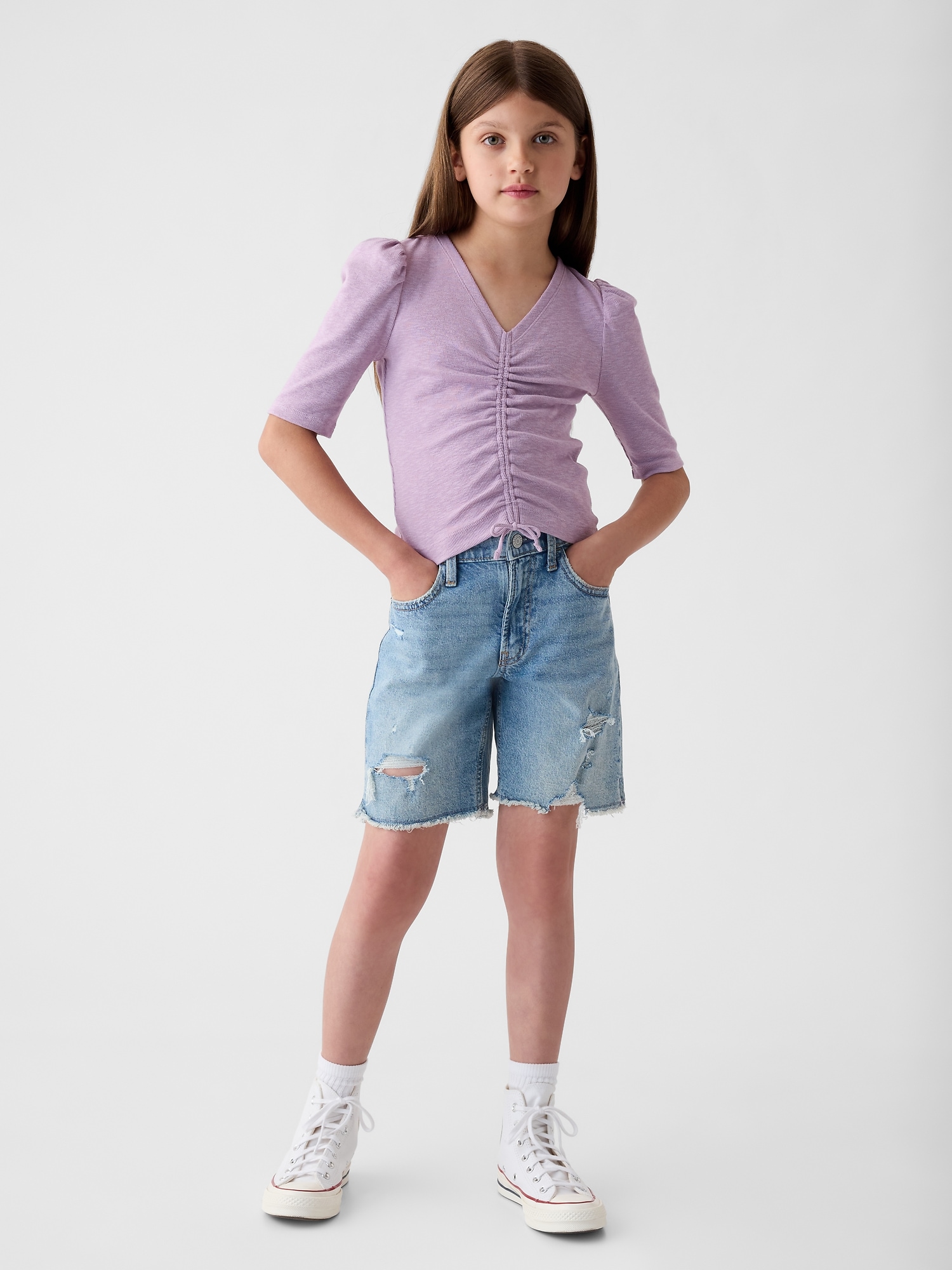 Kids Essential Rib Ruched Shirt | Gap