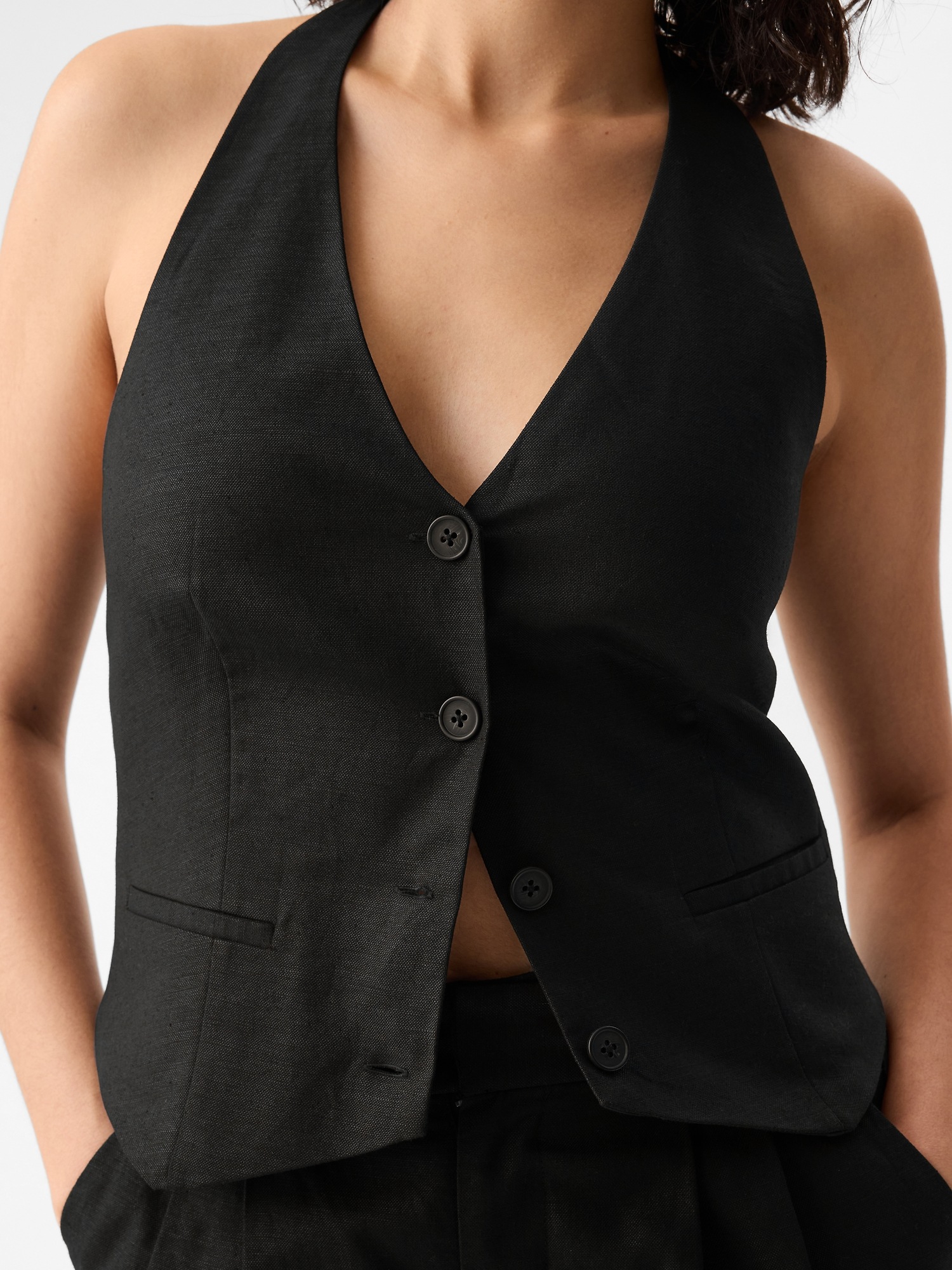 Linen-Cotton Halter Vest | Gap