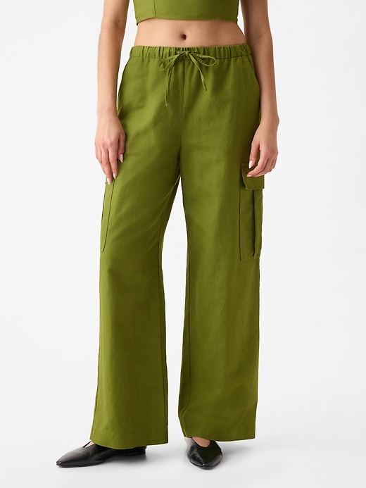 Mid Rise Linen-Cotton Pull-On Cargo Pants | Gap Mid Rise Linen-Cotton Pull-On Cargo Pants | Gap