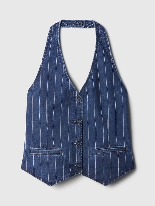 Pinstripe Denim Halter Vest | Gap