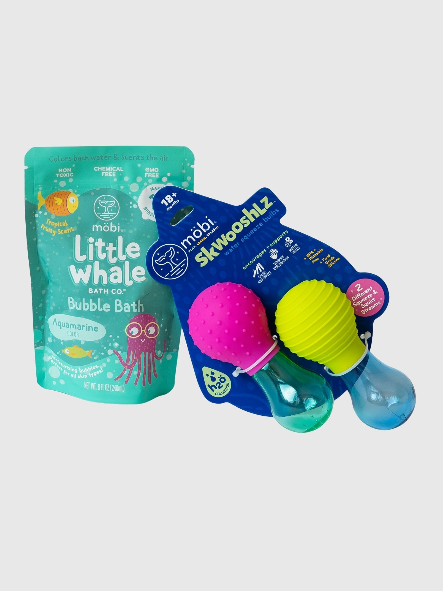 Mobi Little Whale Aquamarine Bubble Bath Powder and Bath Toy Bundle | Gap