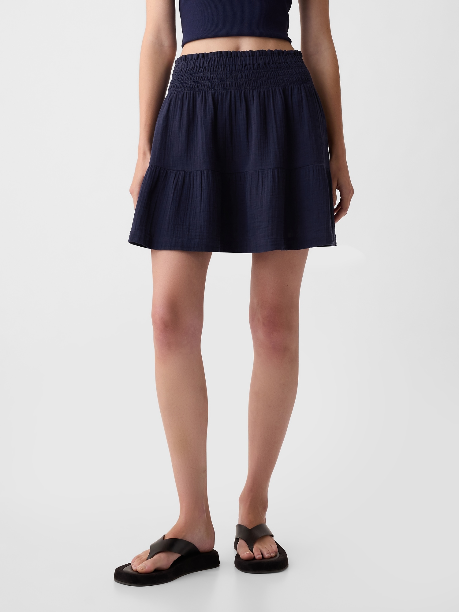 Crinkle Gauze Tiered Mini Skirt | Gap