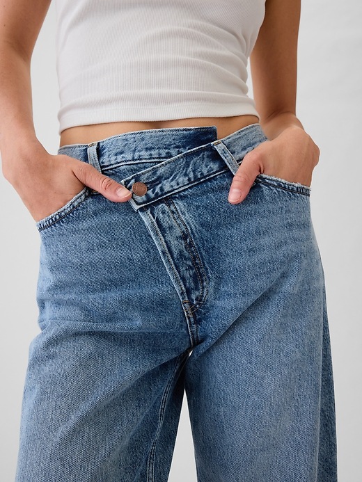 High Rise Crossover Barrel Jeans | Gap