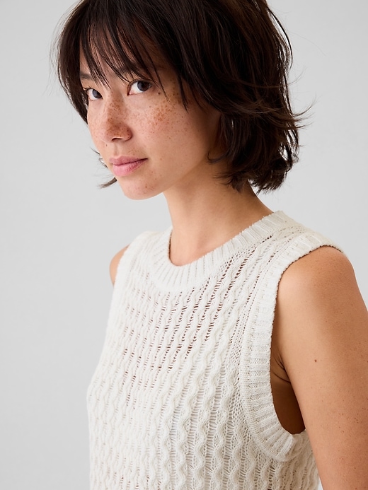 Linen-Cotton Textured Knit Tank Top | Gap