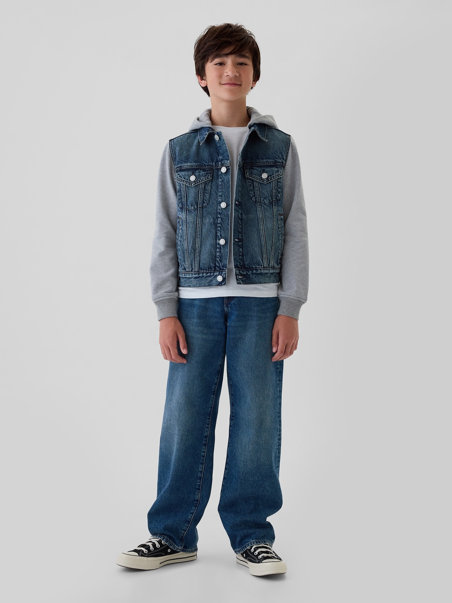 Kids Hooded Icon Denim Jacket | Gap