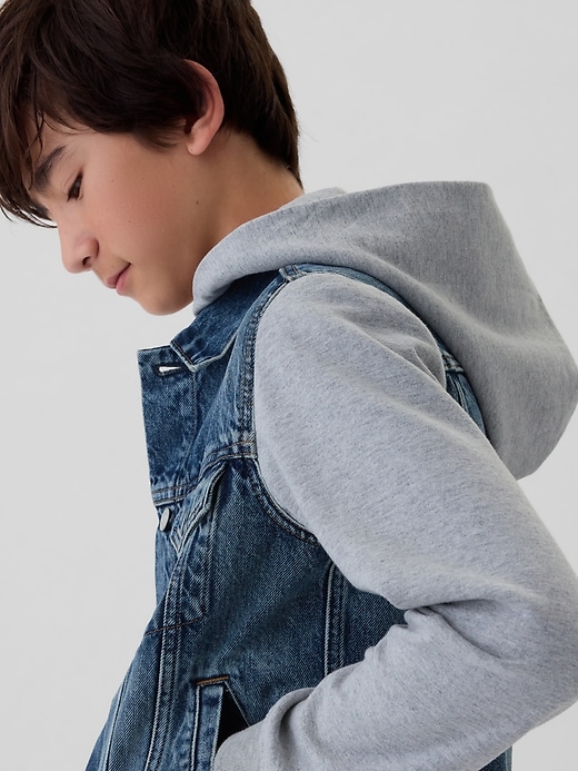 Kids Hooded Icon Denim Jacket | Gap