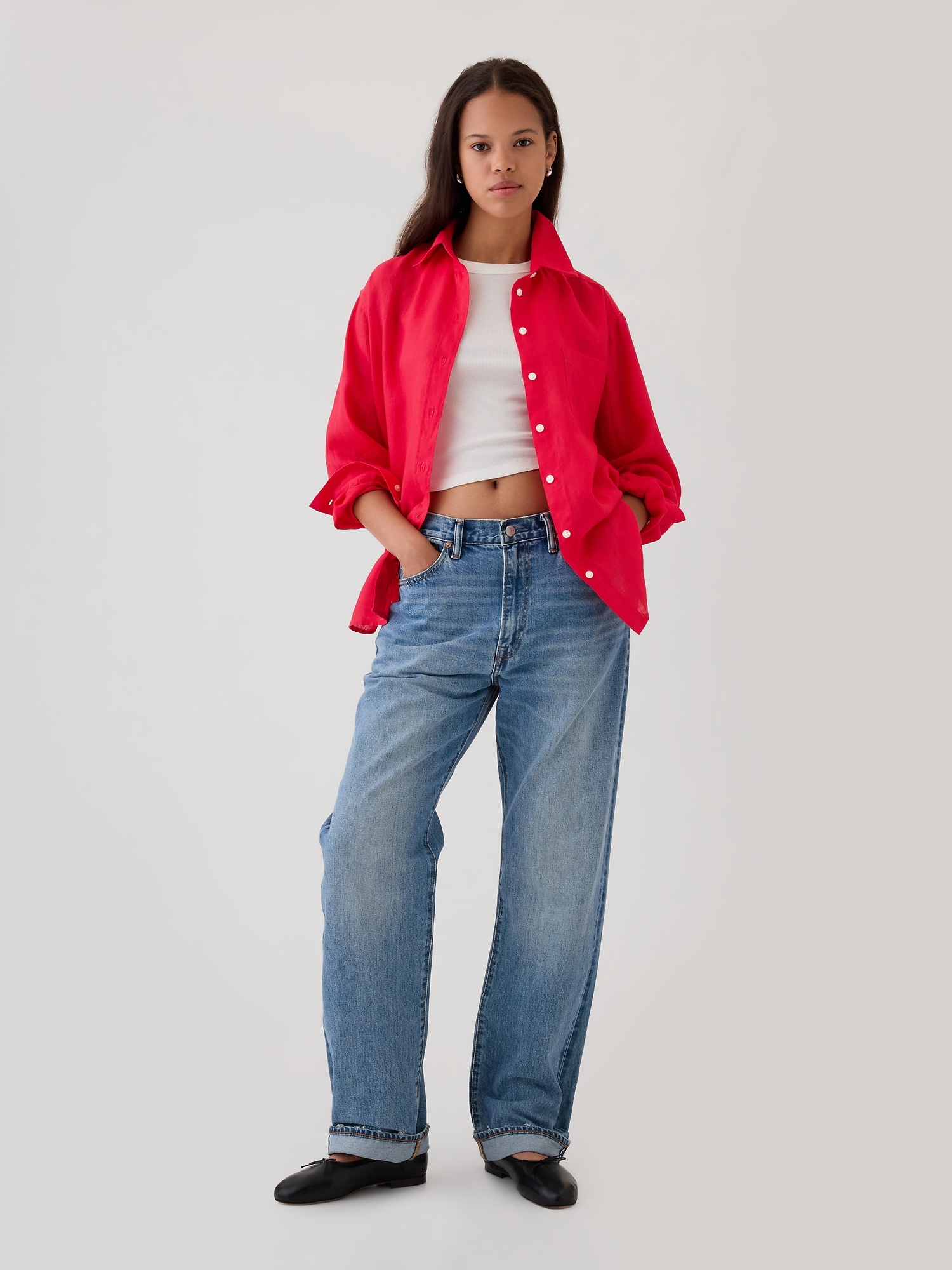 100% Linen Big Shirt | Gap