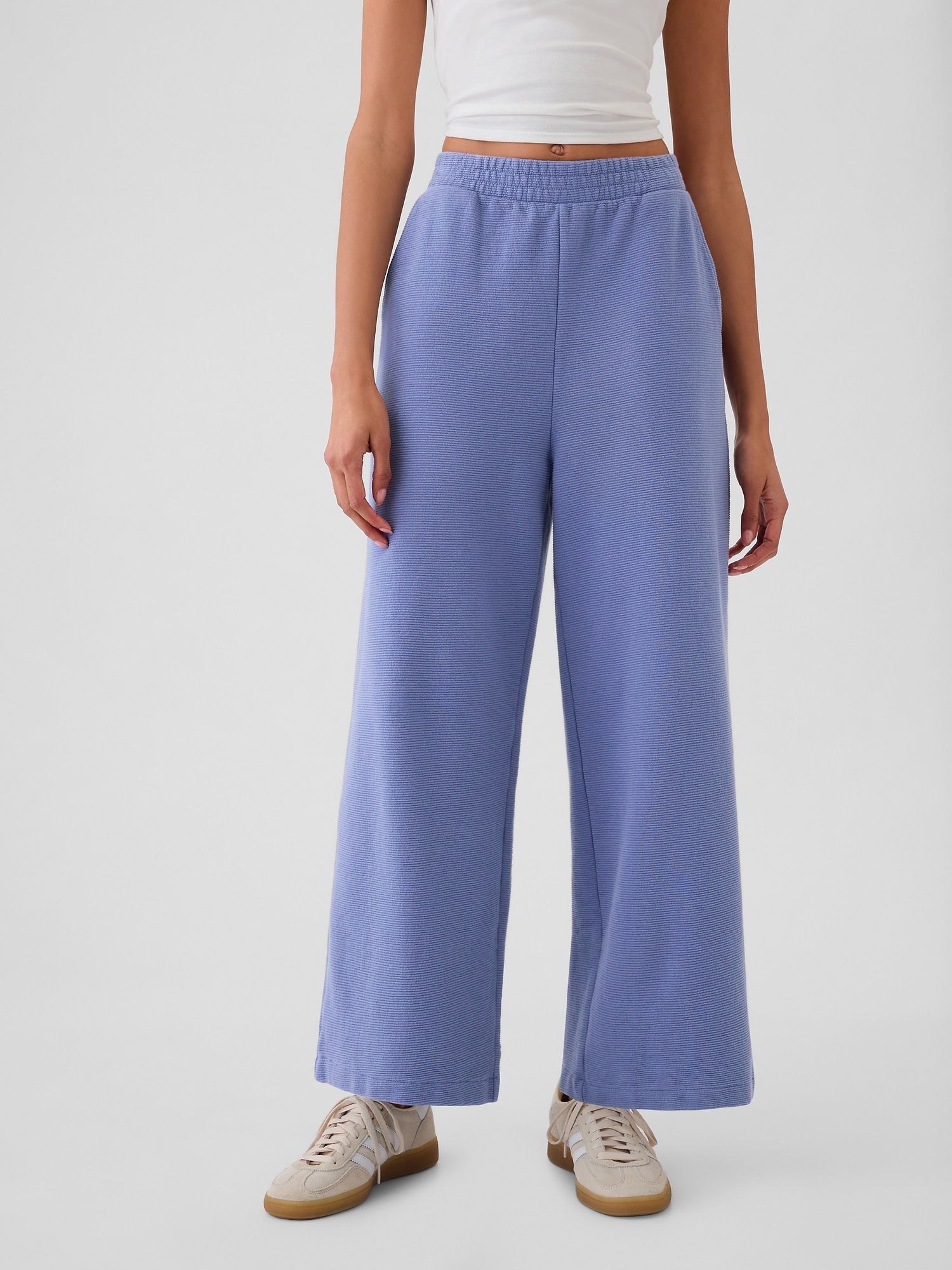 Textured Wide-Leg Ankle Sweatpants | Gap