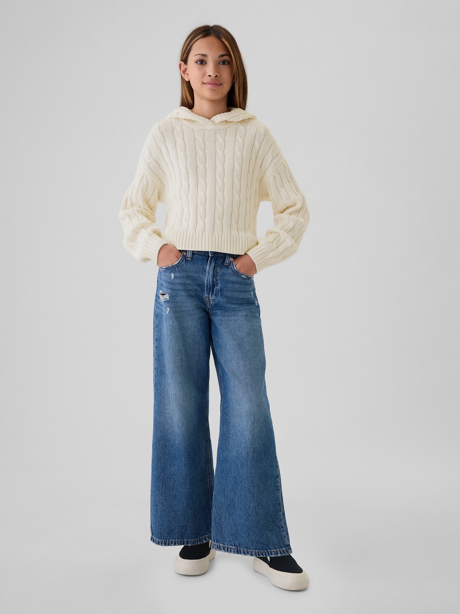 Kids Cable Knit Crop Sweater Gap