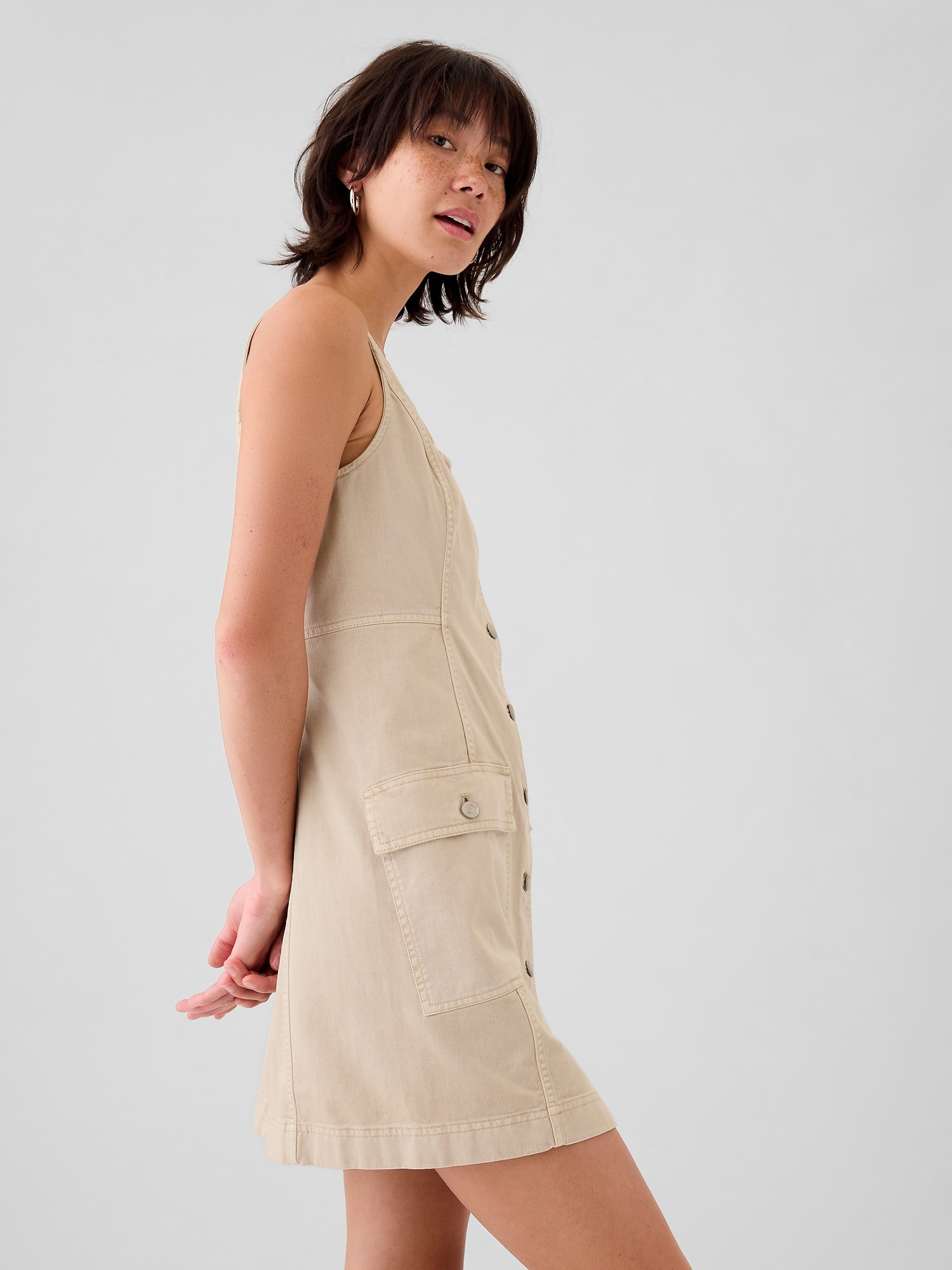 Utility Button Mini Dress | Gap