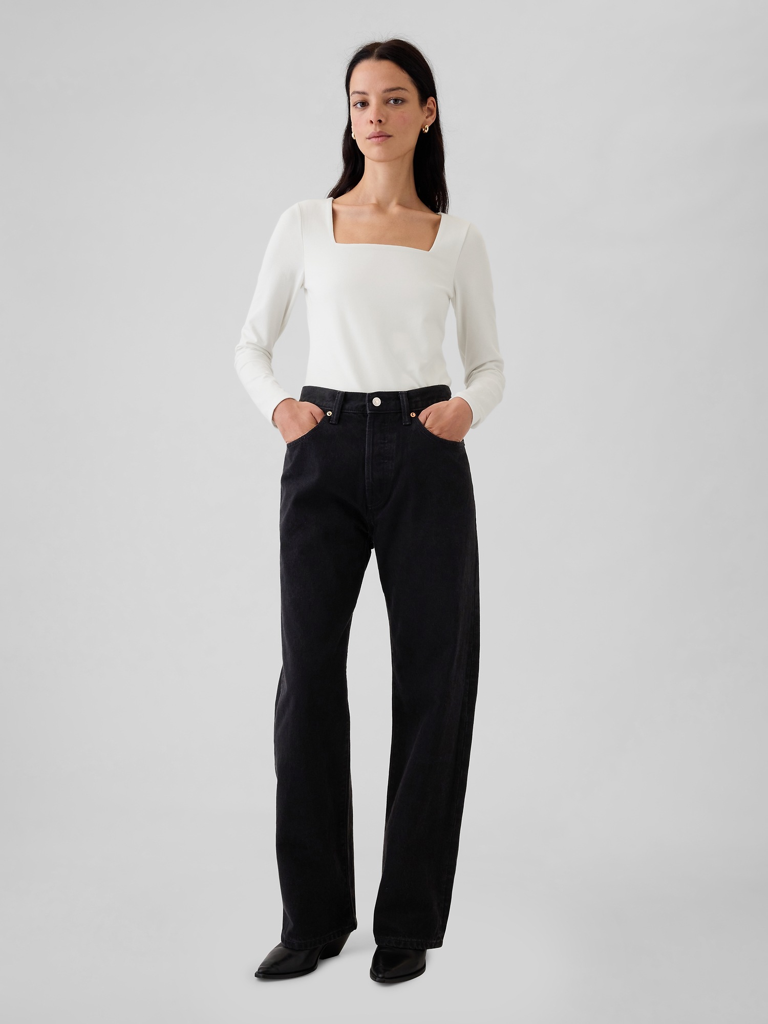 Modern Square-Neck Cropped T-Shirt | Gap