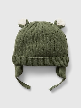 Baby CashSoft Sherpa-Lined Bear Beanie | Gap