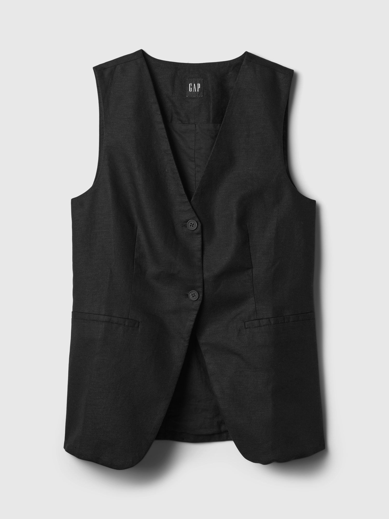 Linen-Cotton Longline Vest | Gap