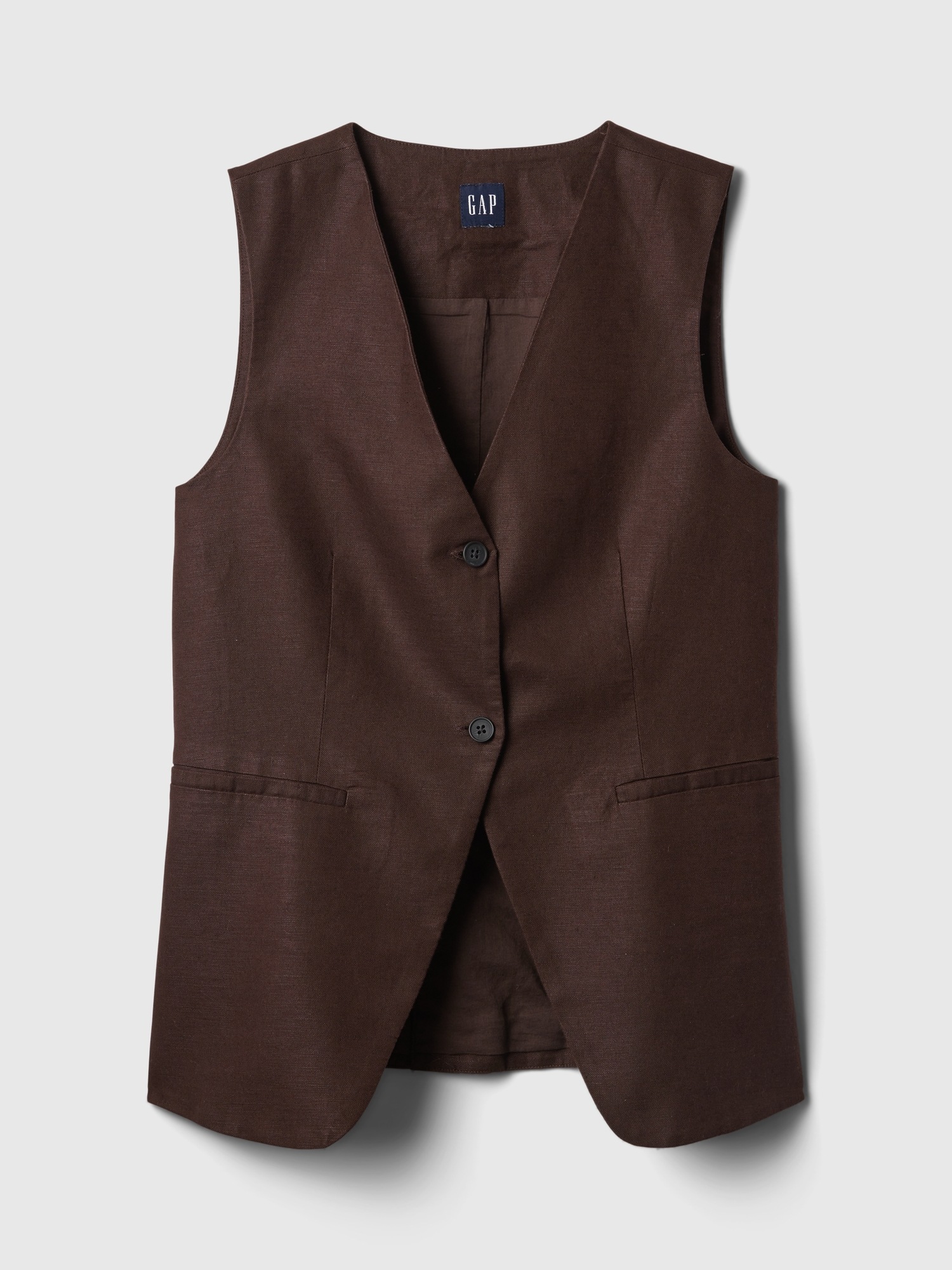 Linen-Cotton Longline Vest | Gap