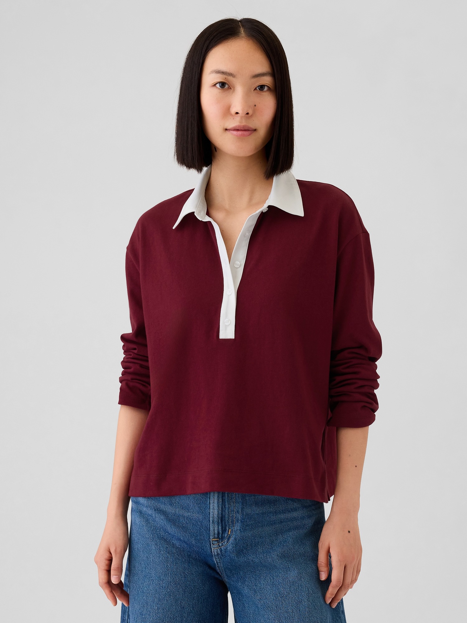 Cropped Rugby Polo Shirt Gap Cropped Rugby Polo Shirt Gap