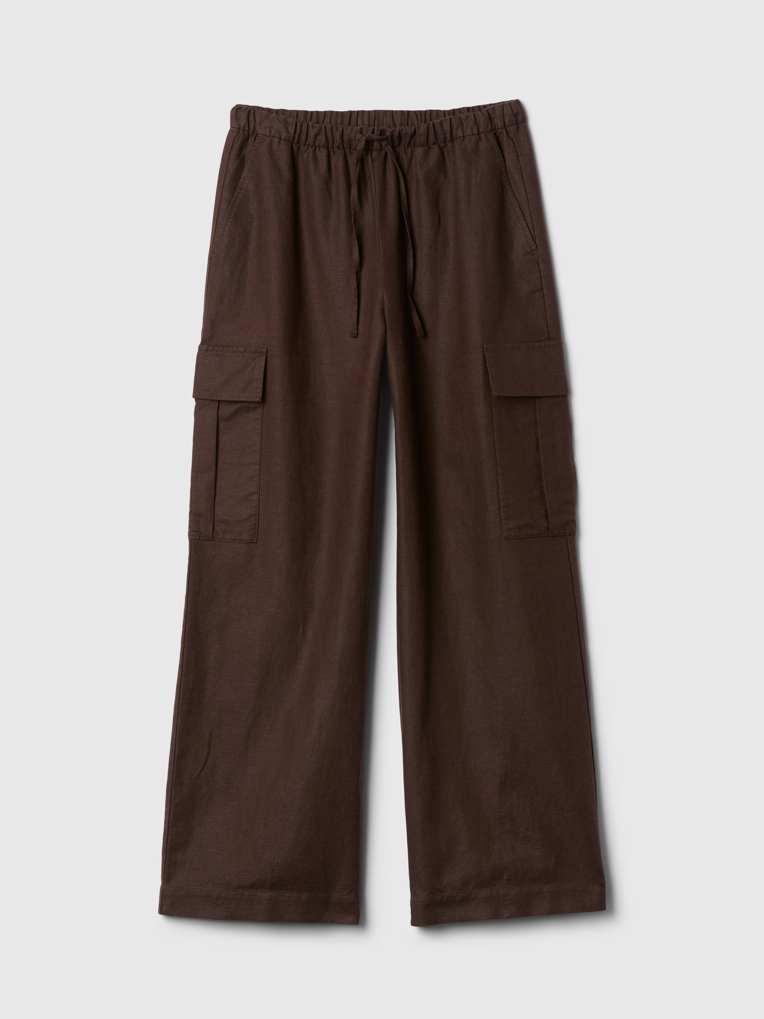 Mid Rise Linen-Cotton Pull-On Cargo Pants | Gap