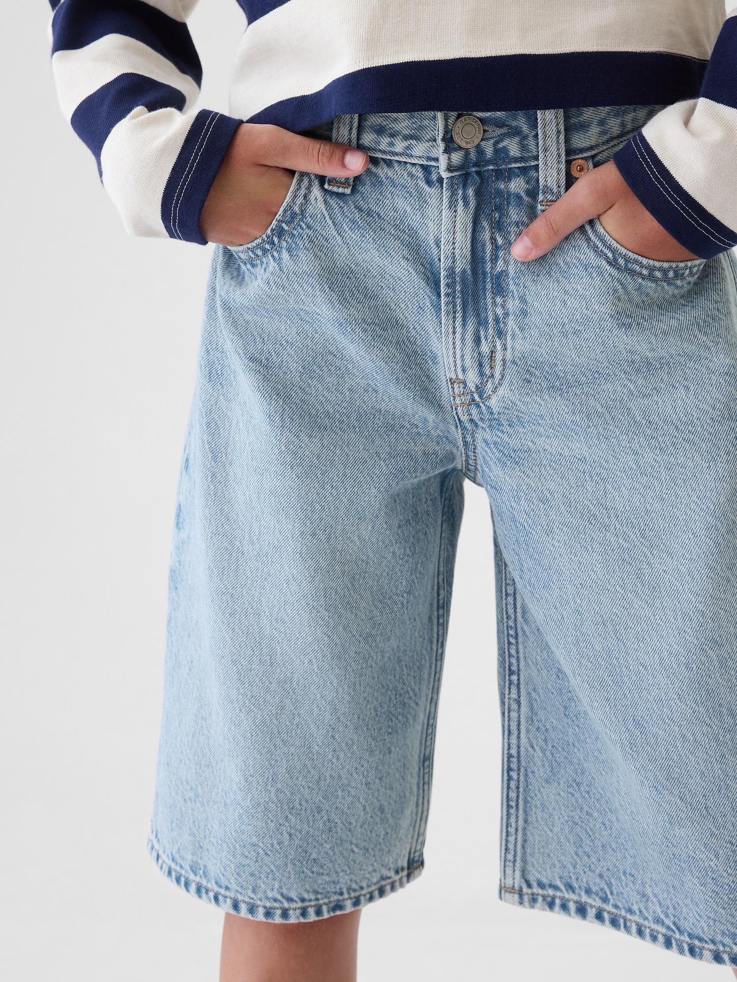 Kids Mid Rise Longline Denim Shorts | Gap