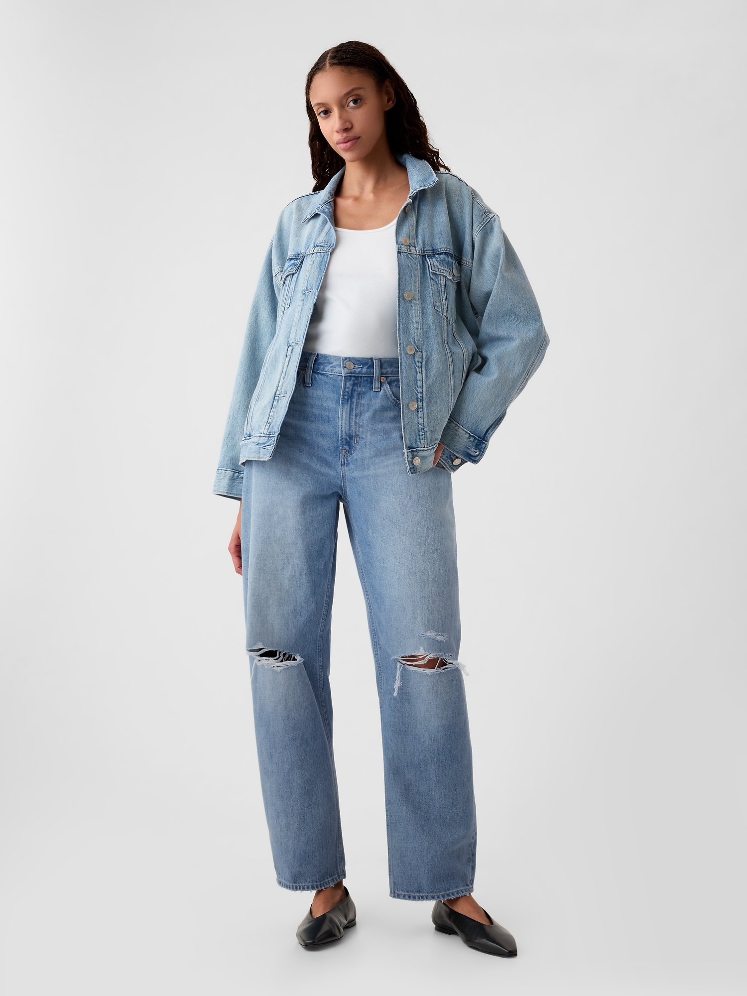 High Rise Barrel Jeans | Gap