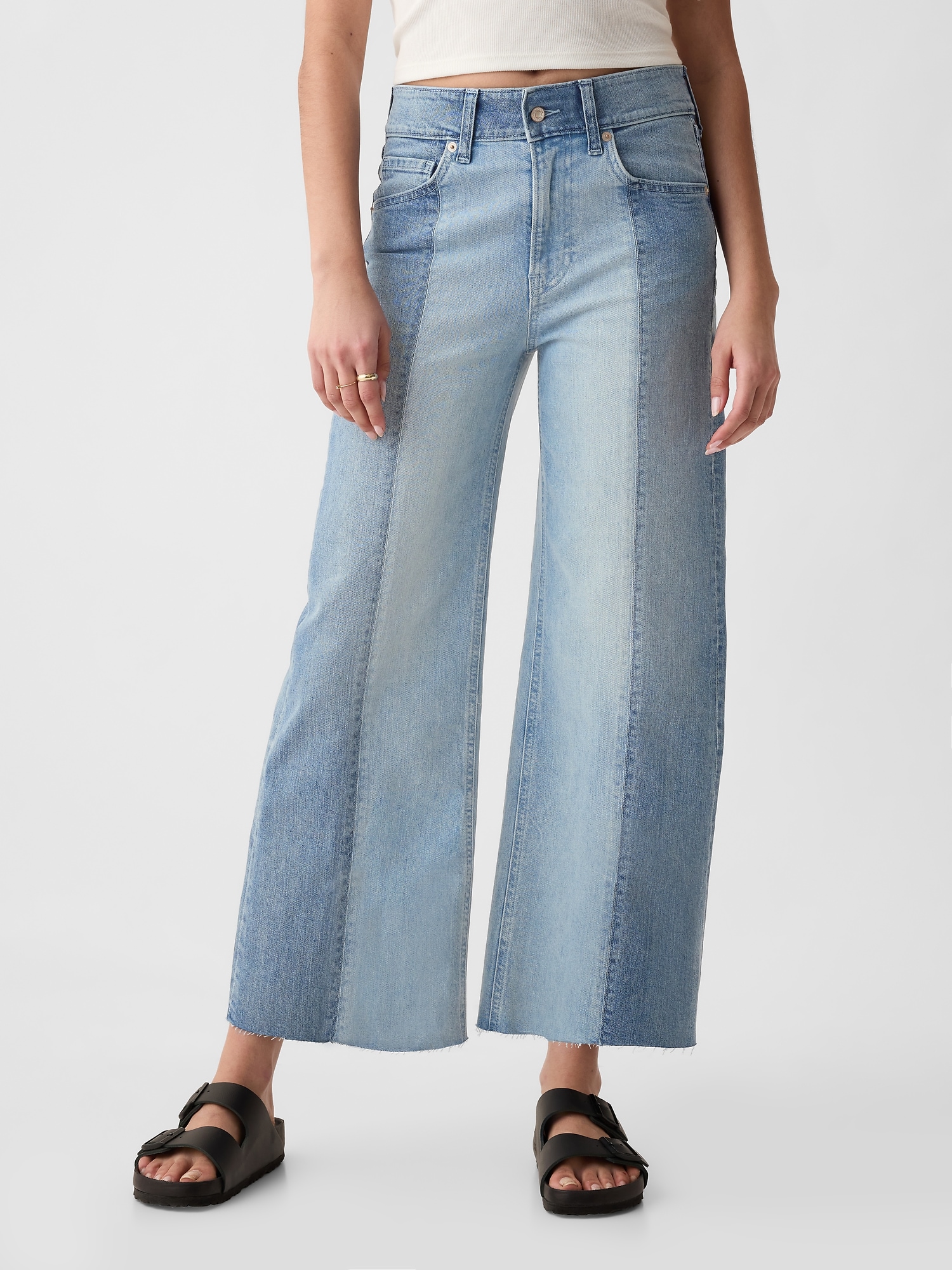 High Rise Stride Wide-Leg Ankle Jeans | Gap