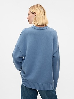 100% Cotton Oversized Boyfriend Sweater | Gap