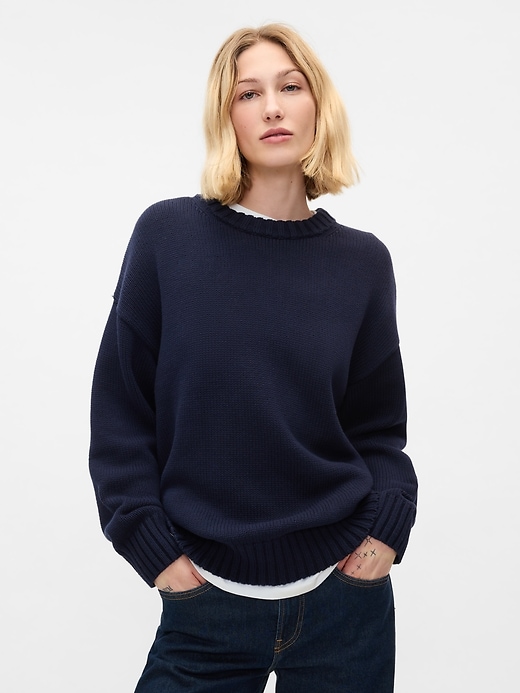 100% Cotton Oversized Boyfriend Sweater | Gap