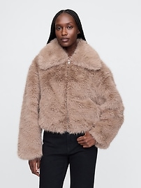 Cropped Faux Fur Jacket | Gap