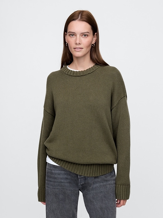 100% Cotton Oversized Boyfriend Sweater | Gap