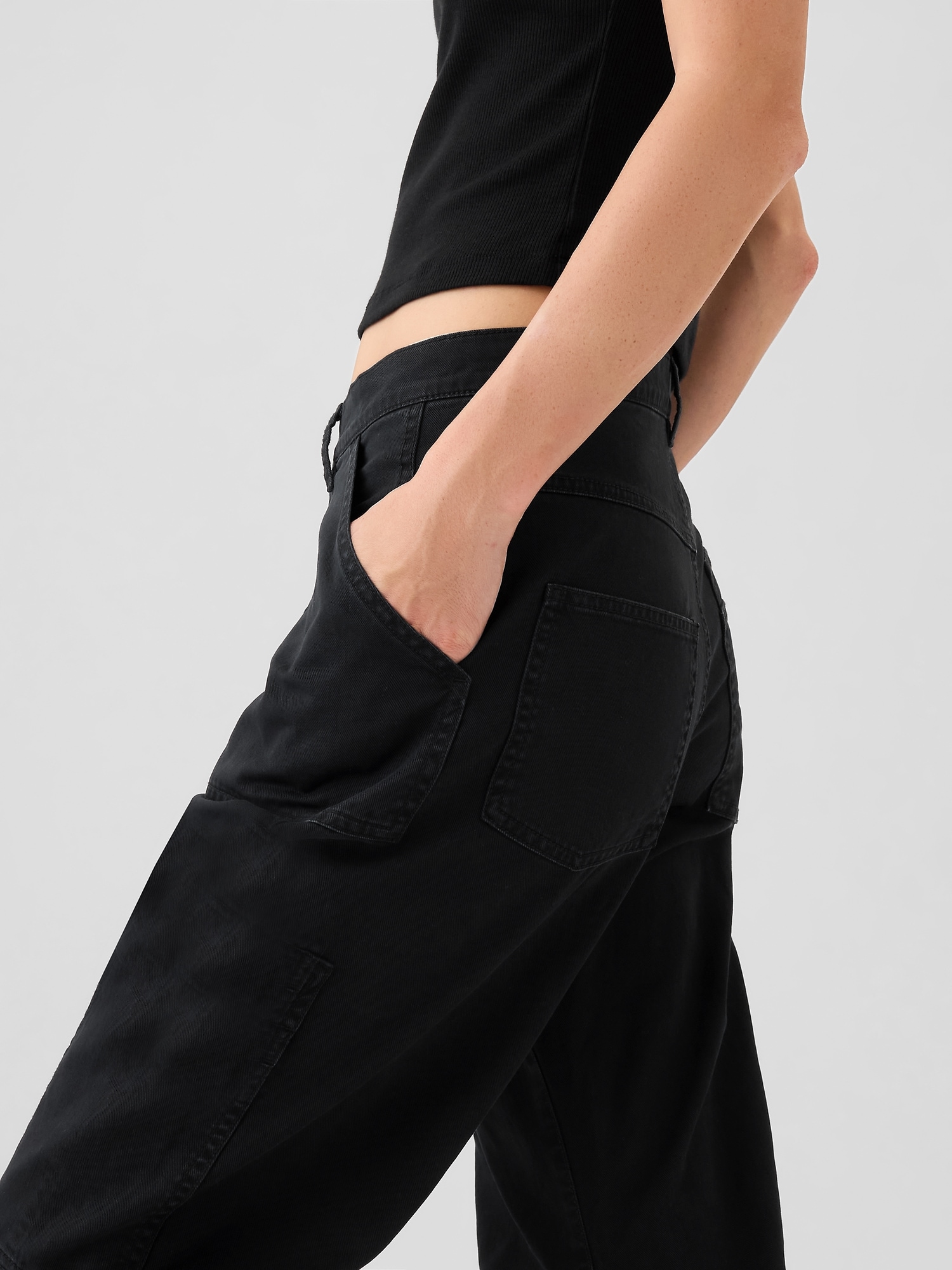 Mid Rise Twill Barrel Pants | Gap