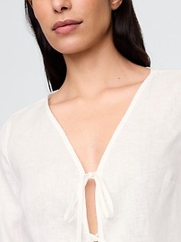100% Linen Tie-Front Shirt | Gap