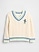 Toddler Bear Logo Varsity V-Neck Cable Knit Sweater | Gap