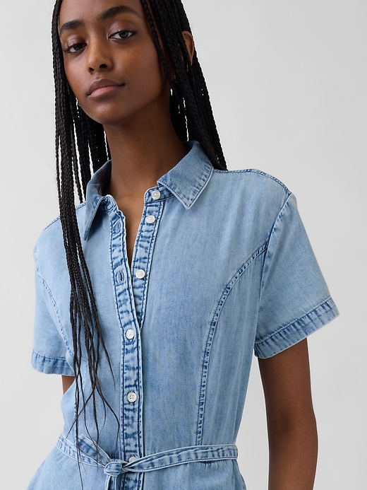 Denim Tie-Waist Midi Shirtdress | Gap