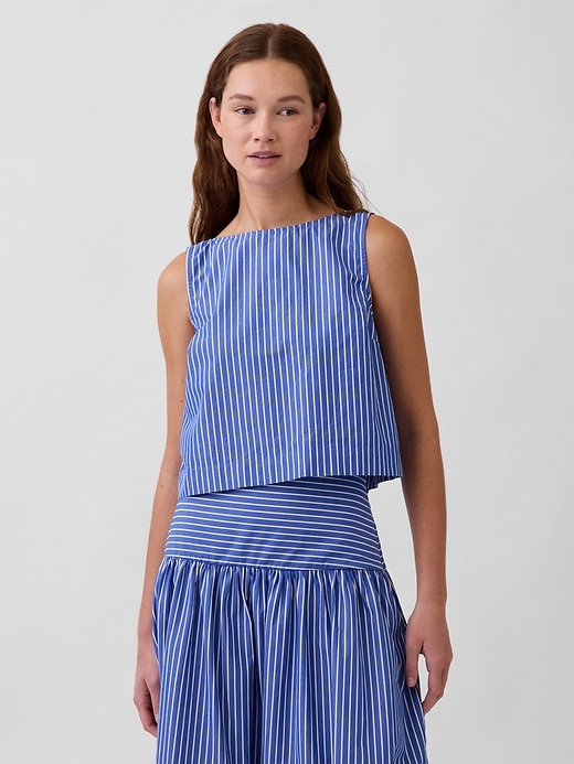 Poplin Boatneck Shell Tank Top | Gap