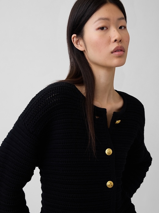 100% Cotton Textured Sweater Jacket | Gap