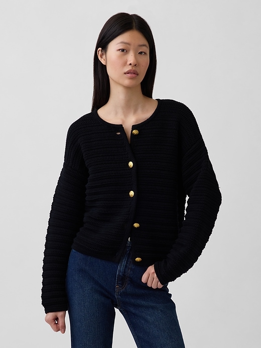 100% Cotton Textured Sweater Jacket | Gap