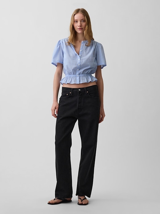 Button-Front Crop Peplum Top | Gap